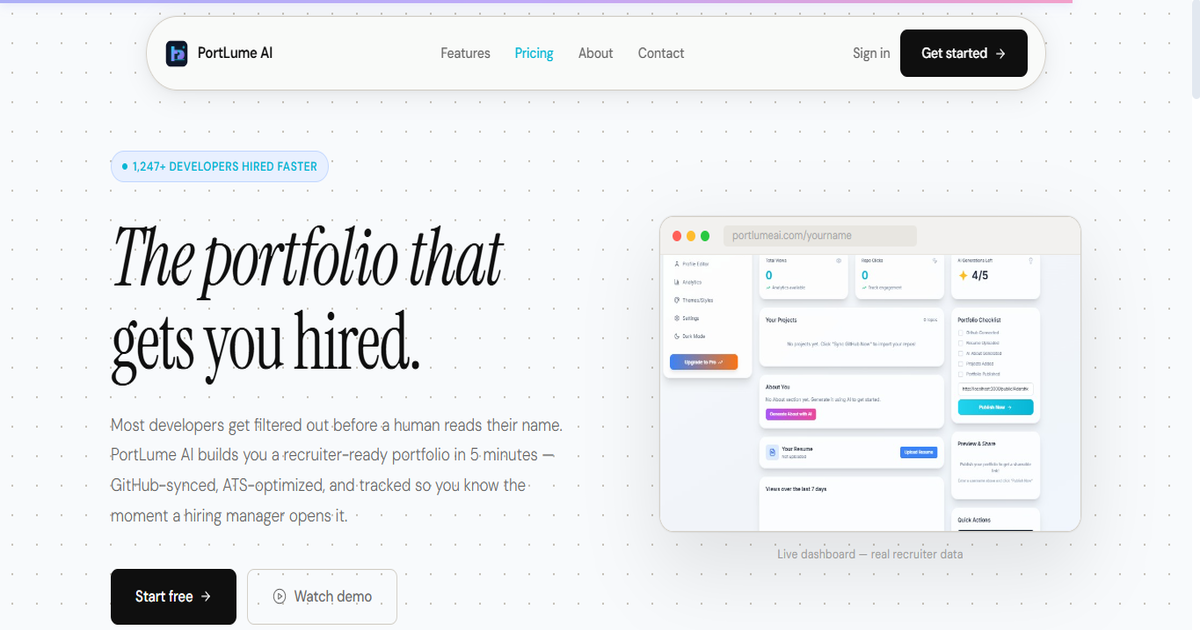 PortLume AI - Optimize Developer Job Searches | PeerPush