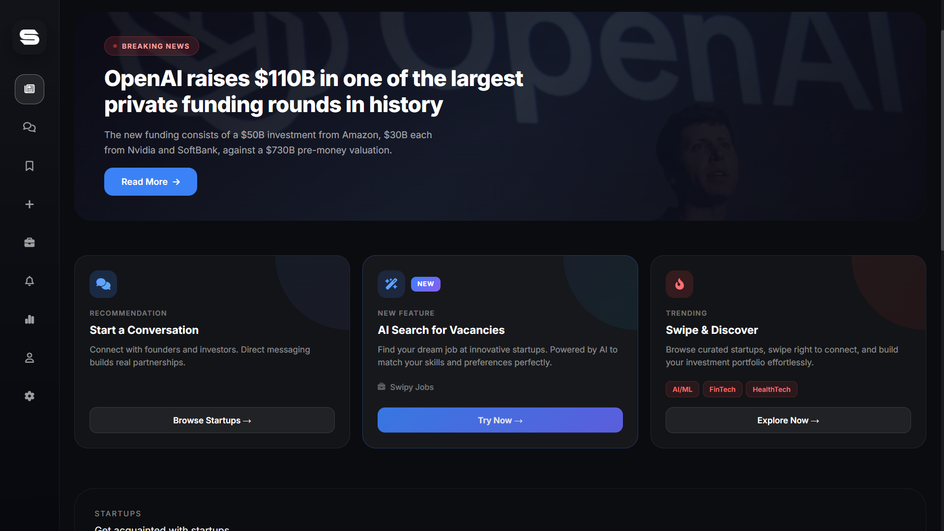 Swipy - Connect with Startups and Investors | PeerPush